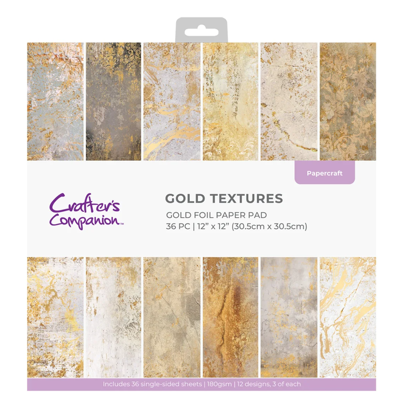 Gold Textures Paper Pad - 12" x 12" (36 Sheets)