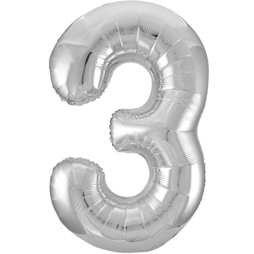 34 inch Unique Silver Number 3 Foil Balloon (1)