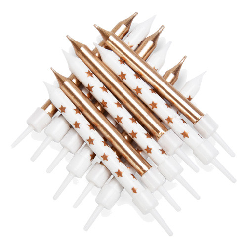 Metallic Gold Star Candles (12)