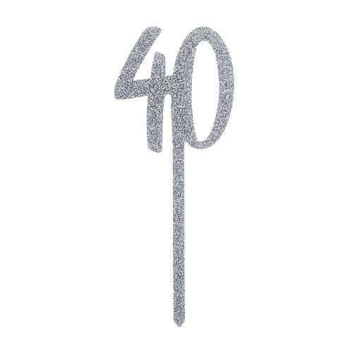 Silver Glitter Number 40 Cake Topper (1)