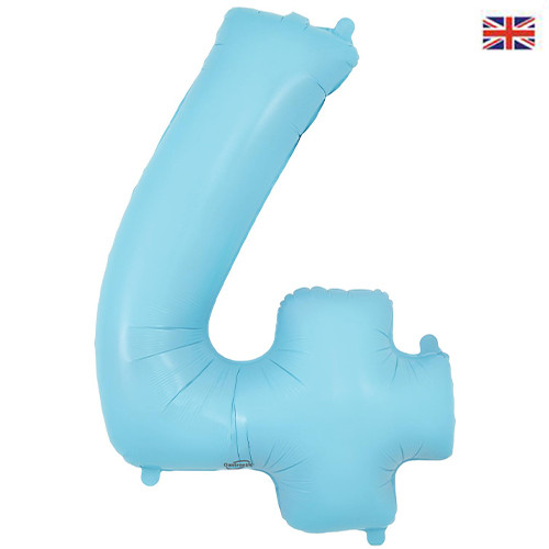 34 inch Pastel Matte Blue Number 4 Foil Balloon (1)