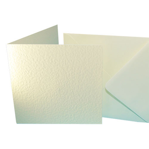 Ivory Hammered Cards & Envelopes - 6" x 6" (50)