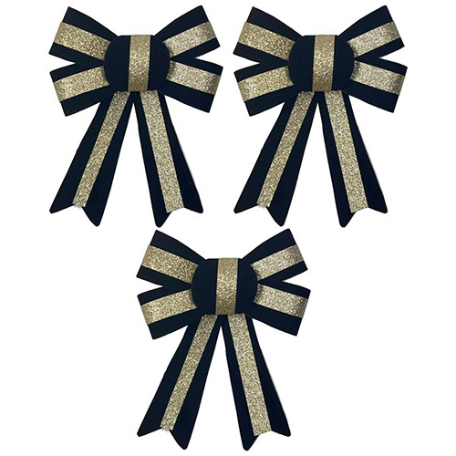 Black Gold Velour Gift Bows 13cm 3