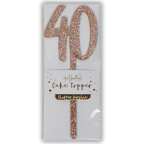 Rose Gold Glitter Number 40 Cake Topper (1)