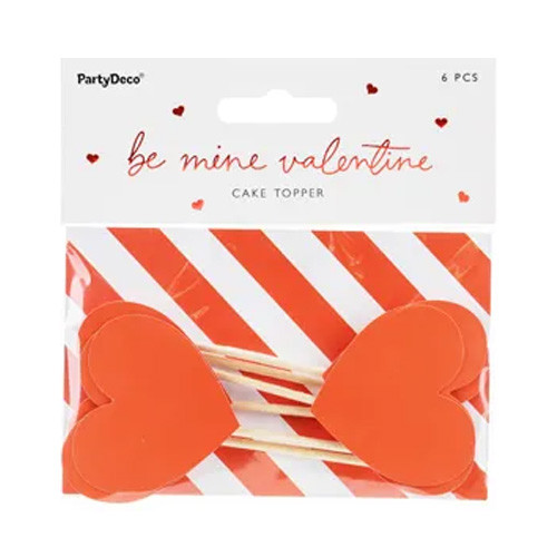 Red Heart Cupcake Toppers (6)