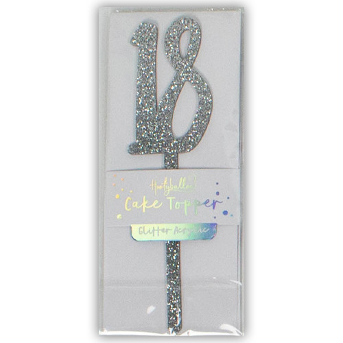 Silver Glitter Number 18 Cake Topper (1)