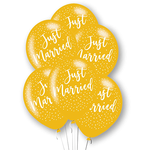 11 inch Just Married Gold Latex Balloons (6)