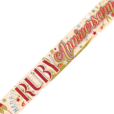 Happy Ruby Anniversary Holographic Banner - 2.7m (1)