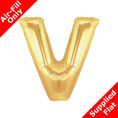 7 inch Antique Gold Letter V Foil Balloon (1) - Unpackaged