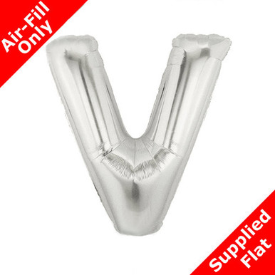 7 inch Silver Letter V Foil Balloon (1) - Unpackaged