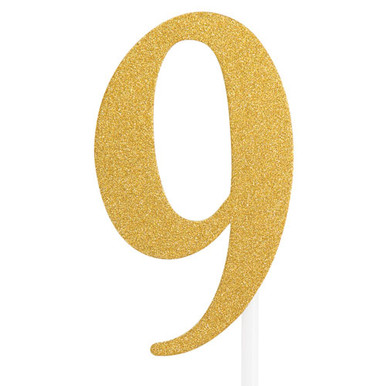 Gold Glitter Number 9 Cake Topper (1)