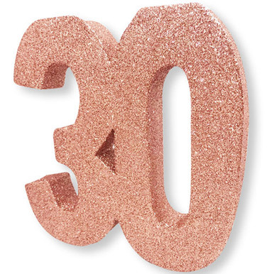 Number 30 Rose Gold Glitter Number Table Decoration (1)