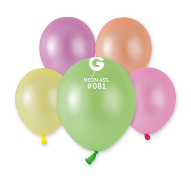 5" Neon Assorted Gemar Latex Balloons (50)