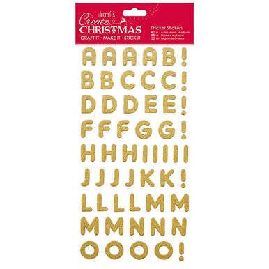 Gold Glitter Alphabet Thicker Sticker Set (1)