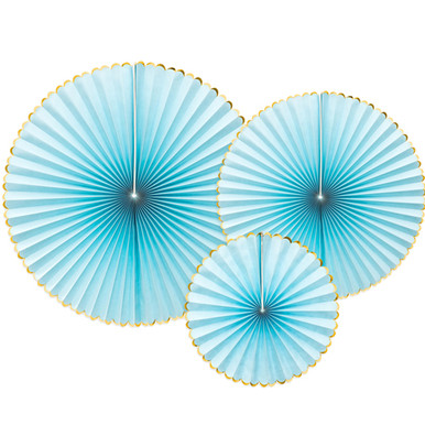 Light Blue Decorative Paper Fans (3)