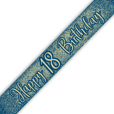 18th Birthday Navy & Gold Glitter Banner - 2.7m (1)
