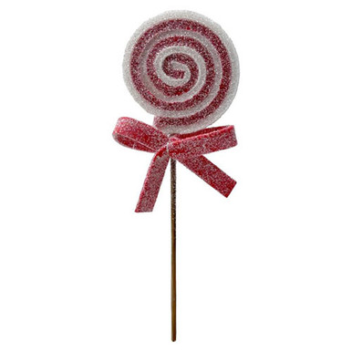 Red & White Glittered Lolly Pick Decoration - 16cm (1)