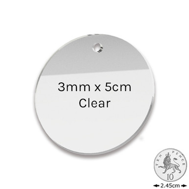Clear Acrylic Keyring Disc Shape - 3mm x 5cm (1 hole) (1)