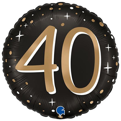 18 inch Black & Gold Sparkle 40th Birthday Foil Balloon (1)