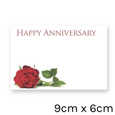 Happy Anniversary Red Rose Message Cards - 9cm x 6cm (50)