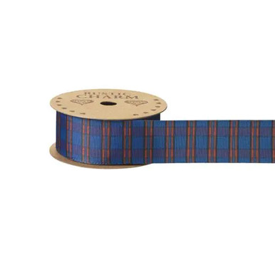 Midnight Blue Tartan Ribbon - 32mm x 10m (1)