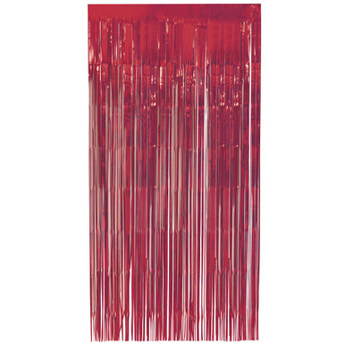Red Metallic Foil Fringe Door Curtain - 1m x 2m (1)