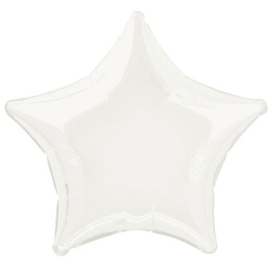20" Solid White Star Foil Balloon - UNPACKAGED (1)