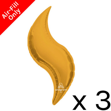 Pack of 3 28" Gold Curve Foil Balloon (3) - UNPACKAGED