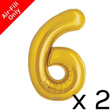 16 inch Gold Number 6 Foil Balloons (2)