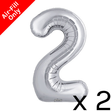 16 inch Silver Number 2 Foil Balloons (2)
