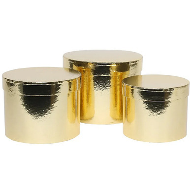 Metallic Gold Hat Boxes (3)