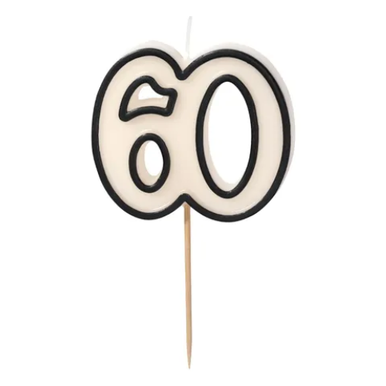 5.5cm Cream & Black Number 60 Candle (1)