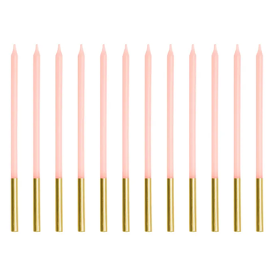 Pink Gold Tip Candles (12)