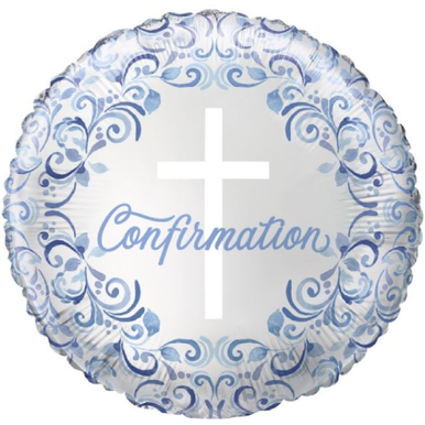 18 inch Blue Holy Cross Confirmation Foil Balloon (1)