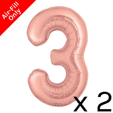 16 inch Prima Rose Gold Number 3 Foil Balloons (2)