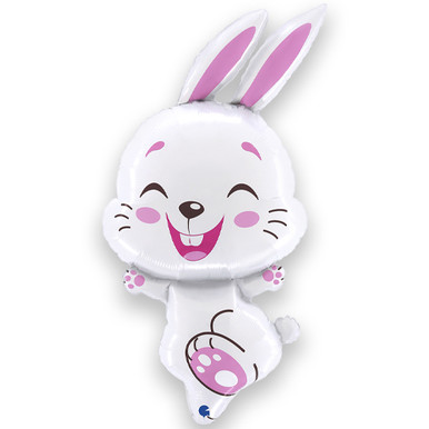 36 inch Happy White Bunny Foil Balloon (1)