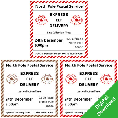 North Pole Express Elf Delivery Printable Designs - DIGITAL DOWNLOAD