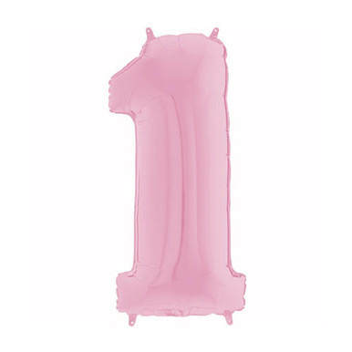 26 inch Pastel Pink Number 1 Foil Balloon (1)