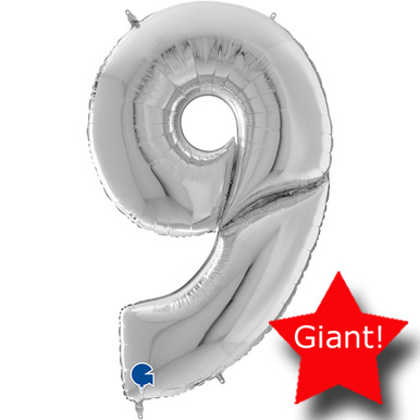 64 inch Silver Number 9 Foil Balloon (1)
