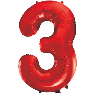 34 inch Unique Red Number 3 Foil Balloon (1)