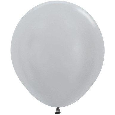 18" Satin Silver Sempertex Latex Balloons (25)