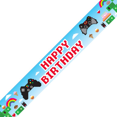Pixel Game Birthday Holographic Banner - 2.7m (1)