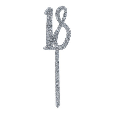 Silver Glitter Number 18 Cake Topper (1)