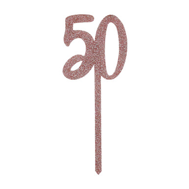Rose Gold Glitter Number 50 Cake Topper (1)