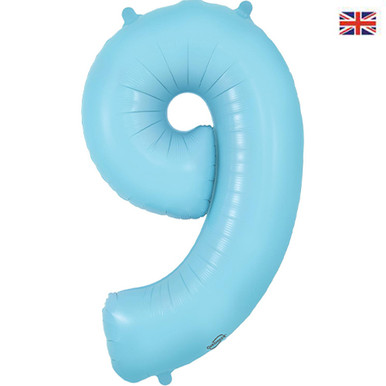 34 inch Pastel Matte Blue Number 9 Foil Balloon (1)