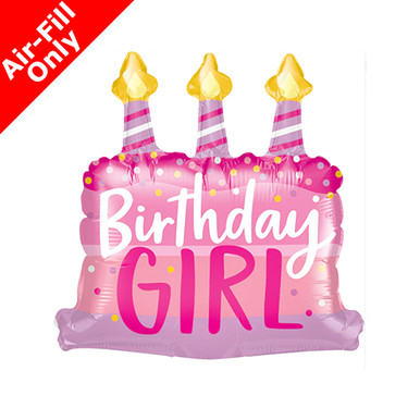 14 inch Birthday Girl Pink Cake Foil Balloon (1) - UNPACKAGED