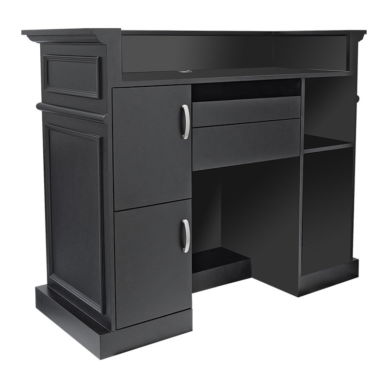 Ebony Black Reception Desk - Elegant Front Counter for Salons