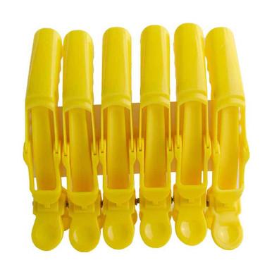 DBC Yellow Alligator Clips 6pc - DBC Hair & Beauty Supplies