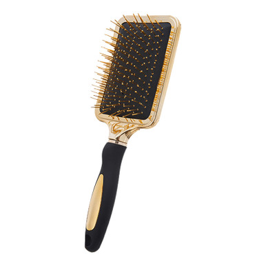 Square Paddle Brush with Gold Bristles – Smooth Detangling & Styling