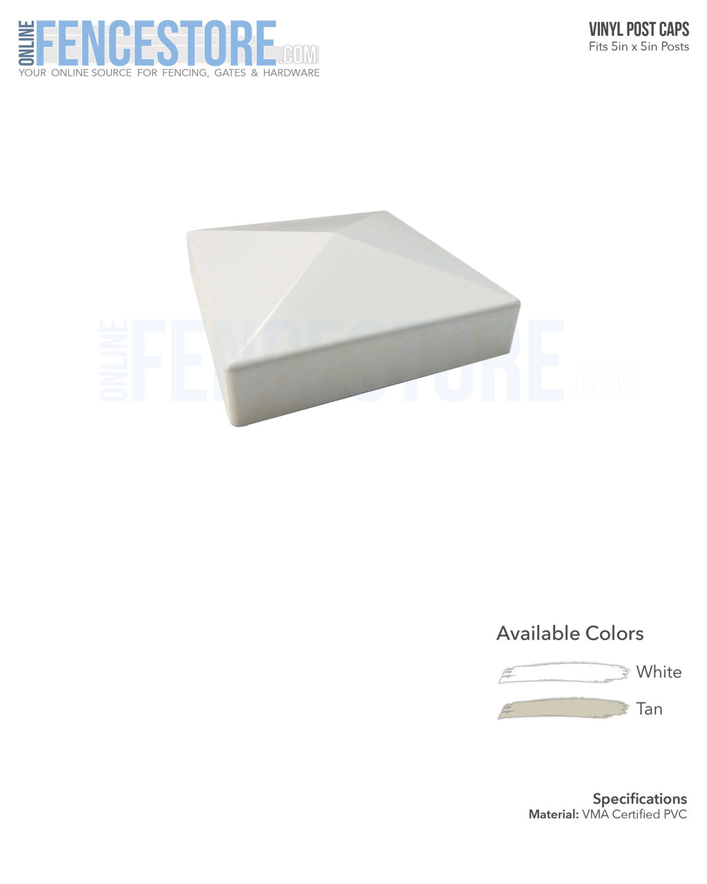 Vinyl Fence 5in Post Caps